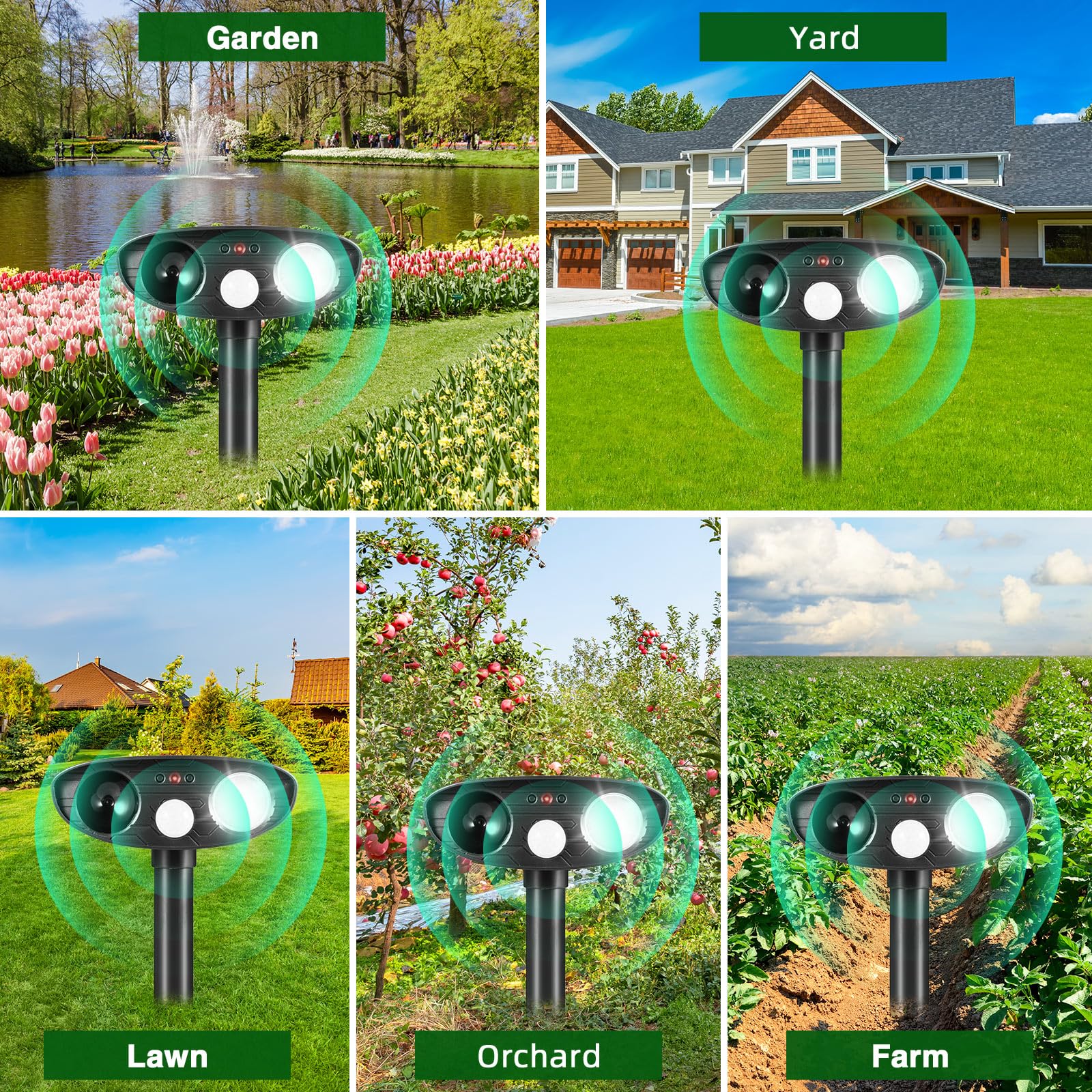 Ultrasonic Animal Repellent Outdoor Solar Animal Repeller with Motion Sensor&LED Strobe Light Cat Deterrent Outdoor Deer Repellent Device to Scare Coyote Raccoon Squirrel Skunk Repellent for Yard (4)