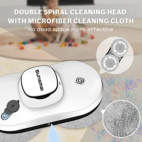 Window Cleaning Robot, SUNSMAI Smart Window Vacuum Cleaner with Automatic Water Spray, Remote Control Robot Window Washer for Windows/Tiles/Glass Door(White)