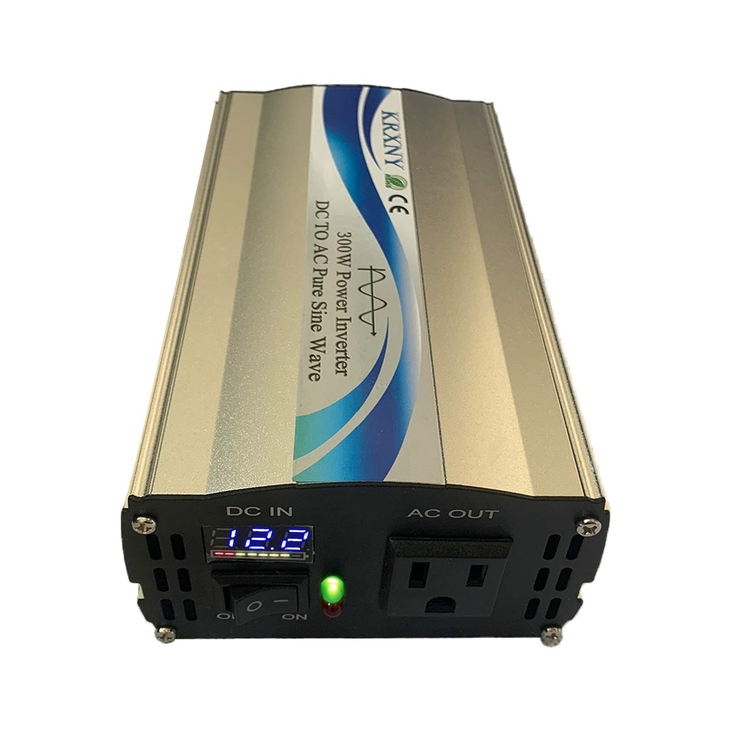 KRXNY 300W Car Power Inverter 12V DC to 120V AC 60HZ Pure Sine Wave Converter with LED Display US Output Socket