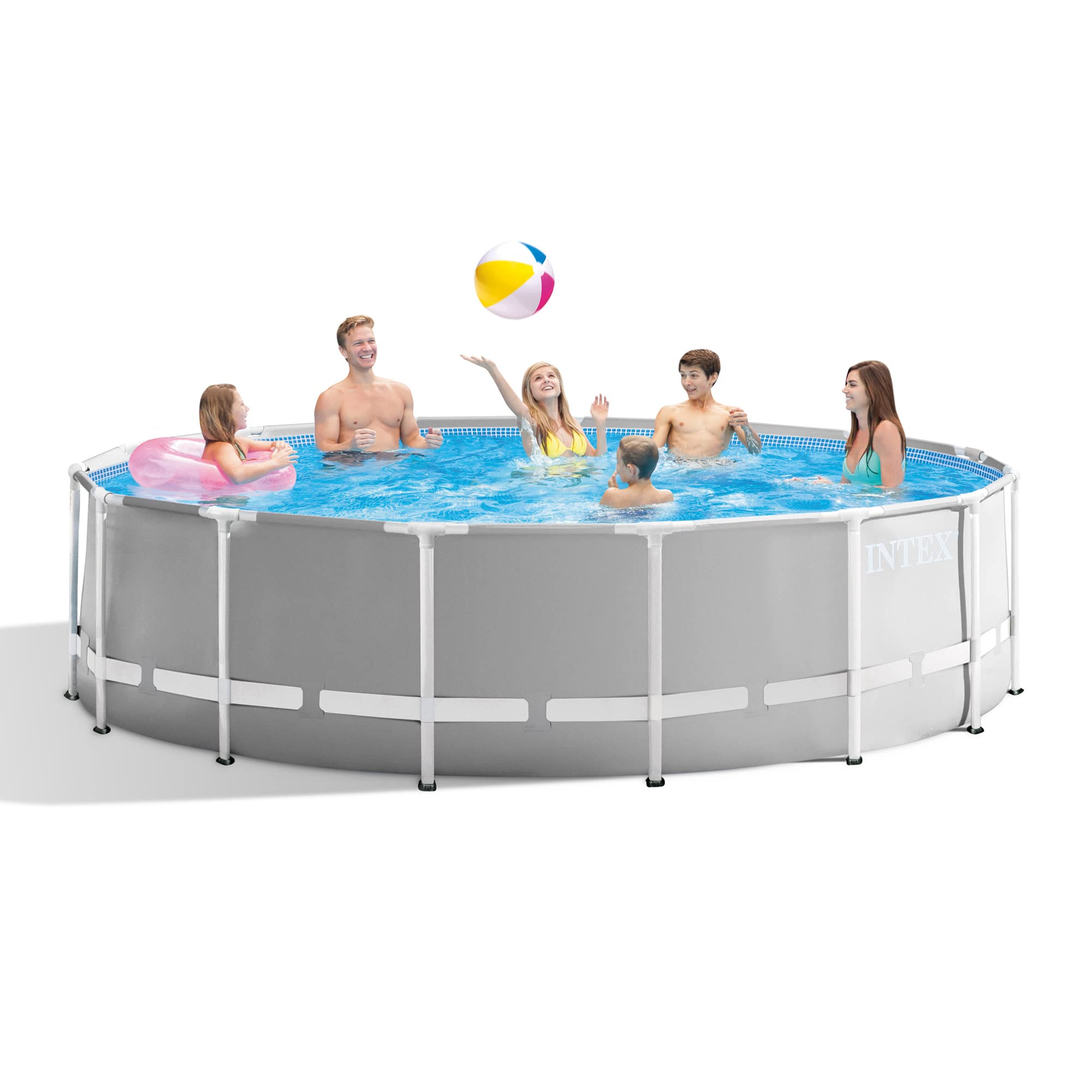 Intex 26725EH Prism Frame Premium Above Ground Swimming Pool Set: 15ft x 48in – Includes 1000 GPH Cartridge Filter Pump – Removable Ladder – Pool Cover – Ground Cloth