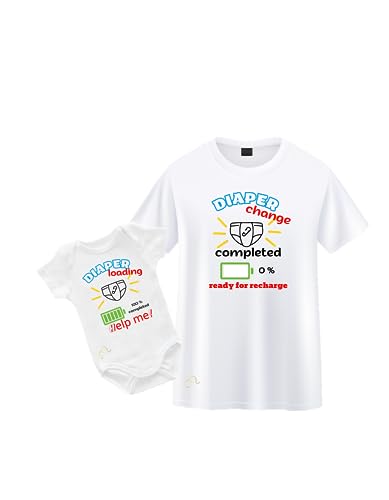 Short Sleeve Onesies Baby Bodysuits by Enzo Zone (Mom-Dad "S" Baby (3-6M), Mom-Dad Diaper Loading)