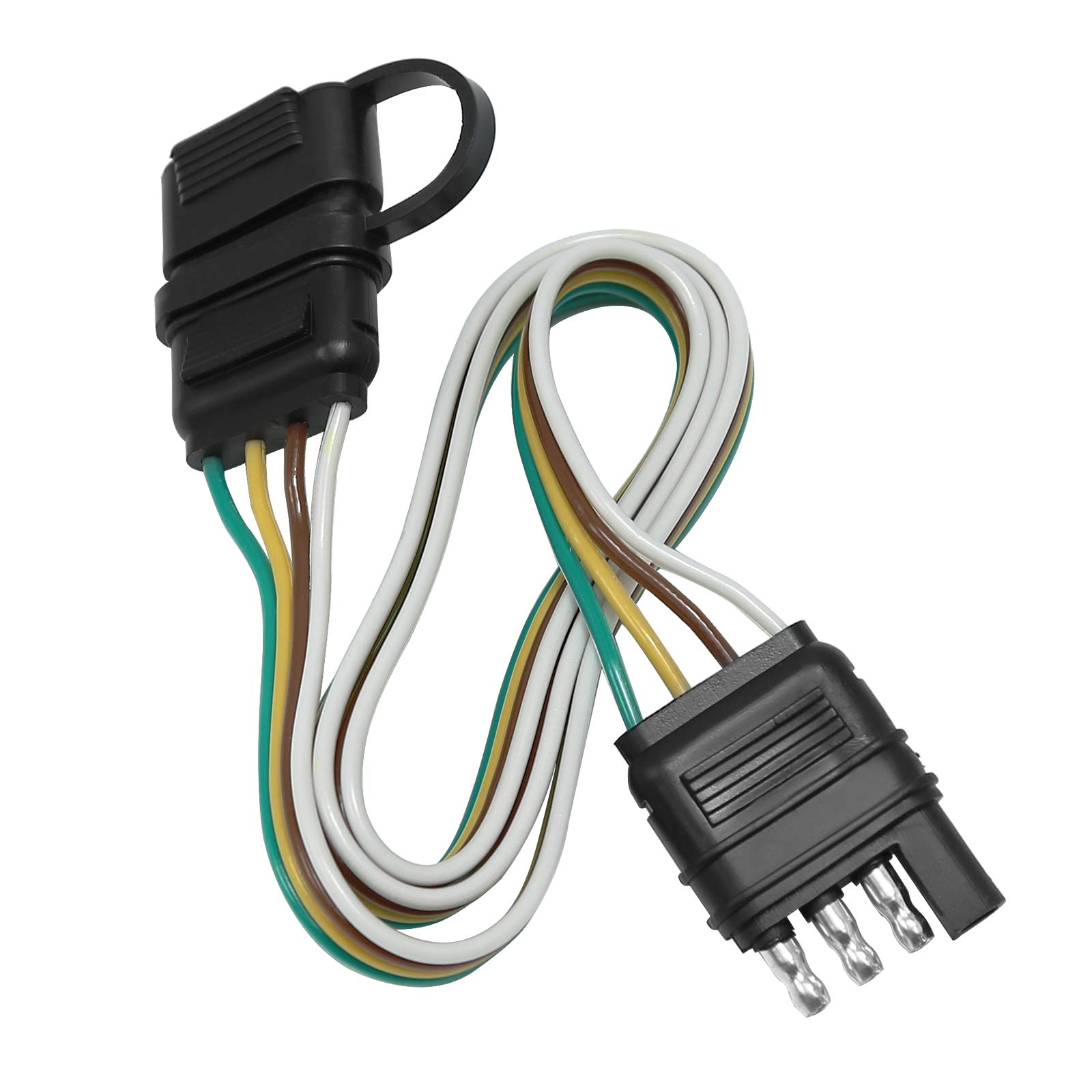 Hoypeyfiy Trailer Light Wiring Harness Kit,4 Wires 4-Way Plug 4 pin Flat Wire Extension Male & Female Connector 32" Inch Long
