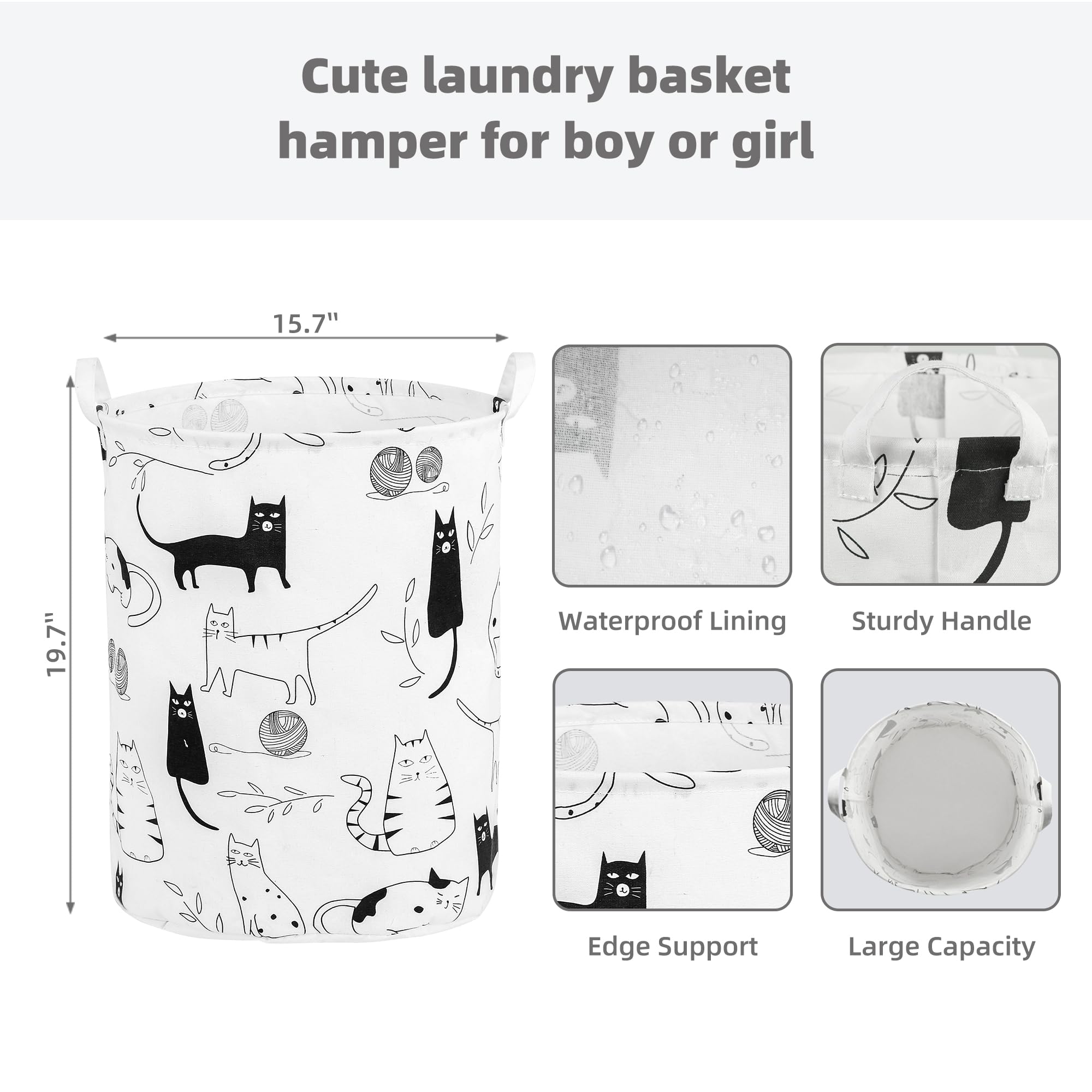 QiANBiRD Laundry Basket Hamper Large Foldable Tall Unique Laundry Basket Organizer Collapsible Laundry Hamper Fabric Storage Basket with Rope Handles for Clothes Toys in the Home or Dorm (Beige Round)