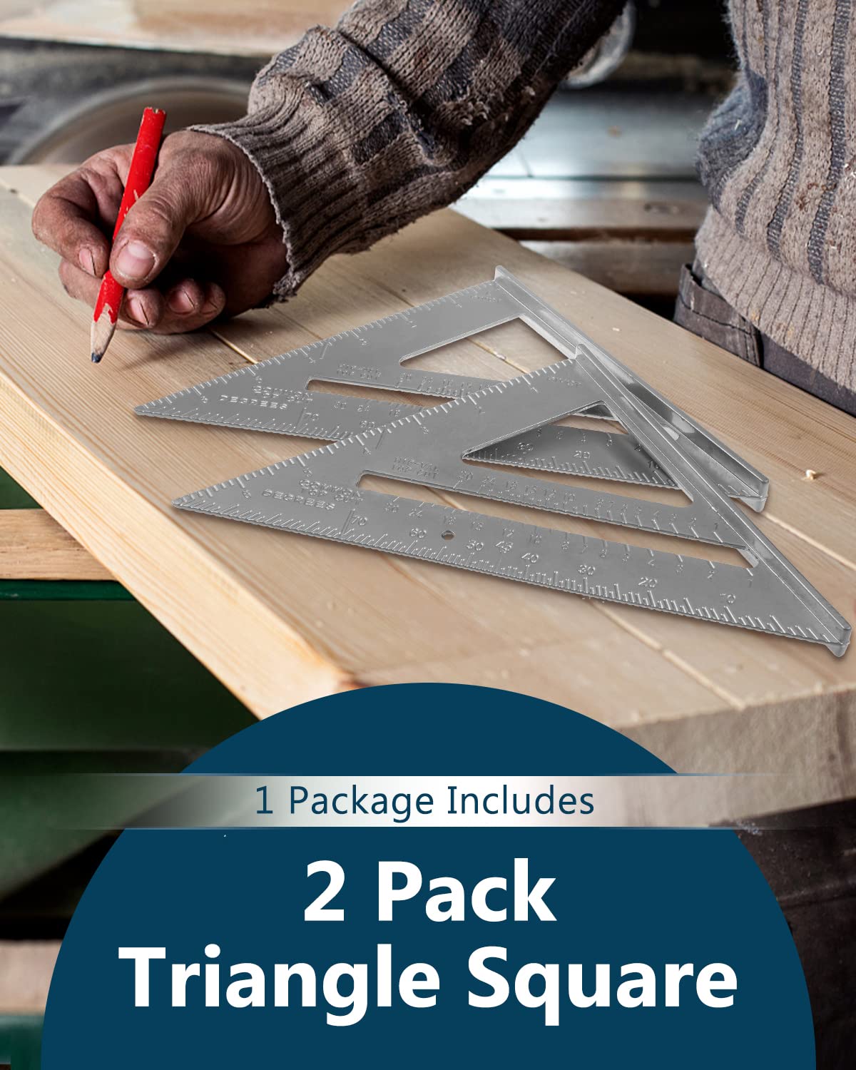 Rafter Square 2 Packs 7 Inch Carpentry Tools Aluminum Alloy Die-Casting Carpenter Square