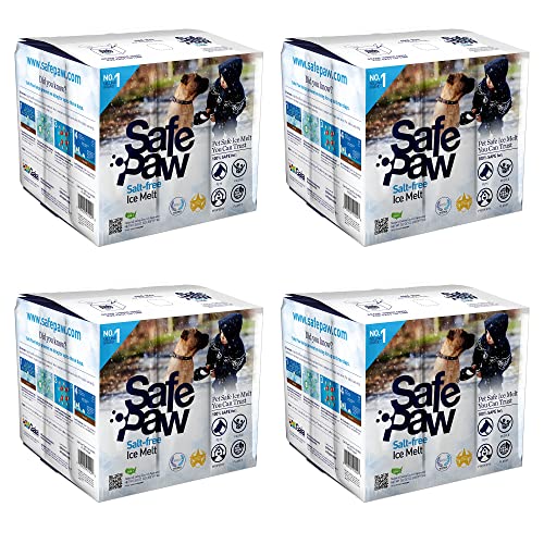 Safe Paw Pet Friendly Concrete Safe Powerful Salt Free Ice Melt for Driveways, Sidewalks, and Various Terrain, 22 Pound Flexicube (4 Pack)