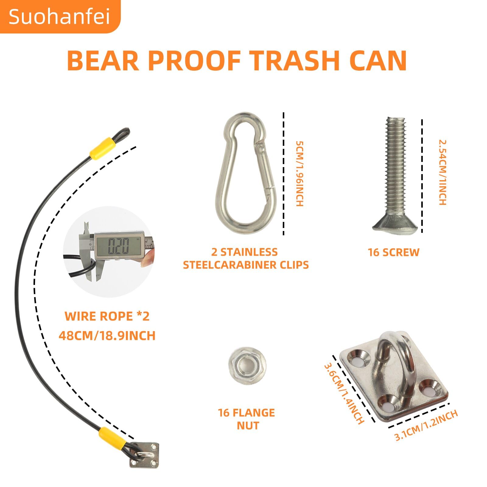 Suohanfei 2 Pcs Trash Can Lock for Animals, Raccoon Bear Proof Trash Can Lid Locks, Universal Outdoor Garbage Can Lock(Black)