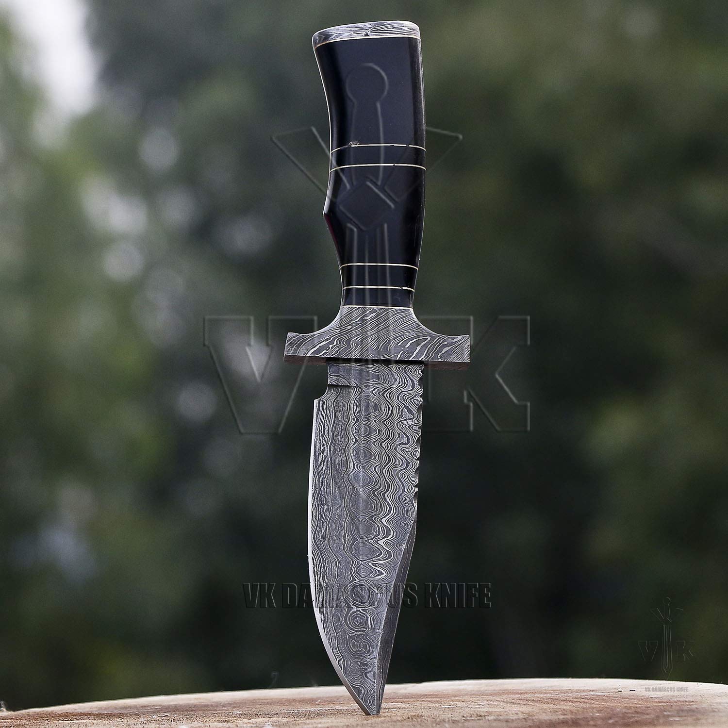 JNR Traders vk2342 Handmade Damascus Steel Fixed Blade Hunting Knife with Leather Sheath