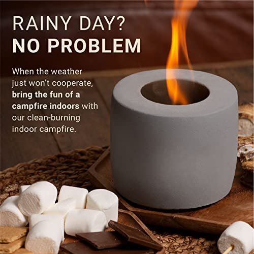 Radiate - Indoor Campfire - 90 Minutes of Burn Time - 5 x 4β Reusable Smooth Fire Pit for Rainy Days - Tabletop Decor - Clean Burning (Gray)