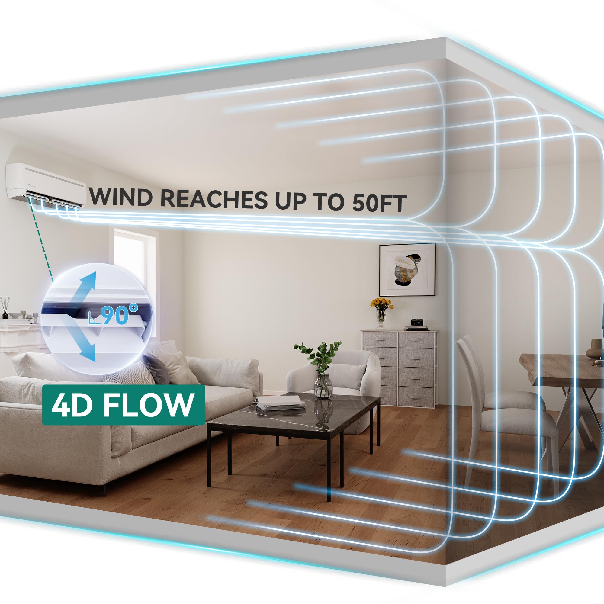YITAHOME 24000 BTU Mini Split Air Conditioner Heat Pump System, Wifi Enabled 21 SEER2 208-230V Ductless AC Cool Up to 1500 Sq. Ft, Compatible with Alexa, Complete Installation Kit, White