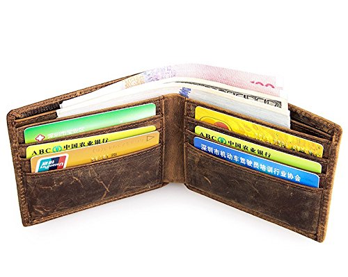 HRS Crocodiile Wallets for Men- Ultra Slim Genuine Leather Mens Bifold Wallet Vintage Personal with Alligator Embossed