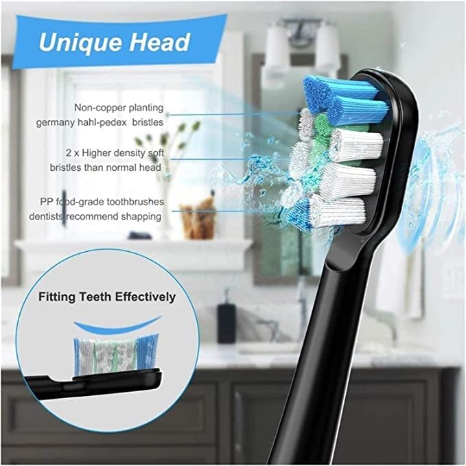 QINERSAW New Electric Toothbrush, Adult Electric Toothbrush with Drying Cup (Color : Black)