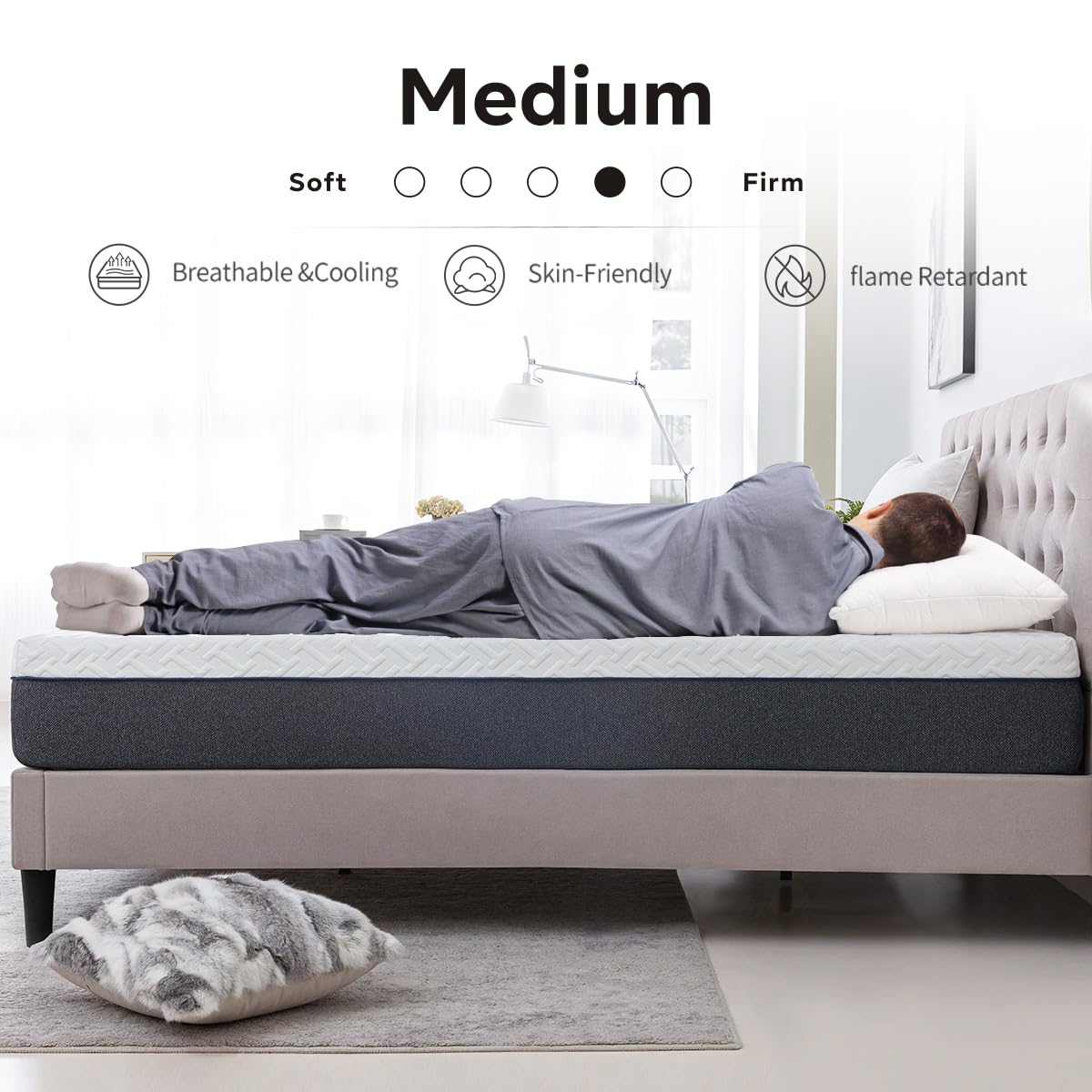TRIPARK 12 Inch Full Size Green Tea Cooling Gel Memory Foam Mattress in a Box, Bamboo Charcoal Full Bed Mattress for Pressure Relief & Support, CertiPUR-US Certified