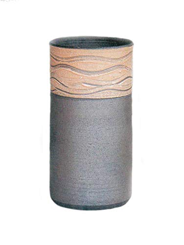 ヤマ庄陶器 Yamasho Pottery Umbrella Stand, Black, etc., Approx. Diameter 9.1 x Height 16.9 inches (23.0 x 43.0 cm), Shigaraki Ware Black Ripple Umbrella Stand