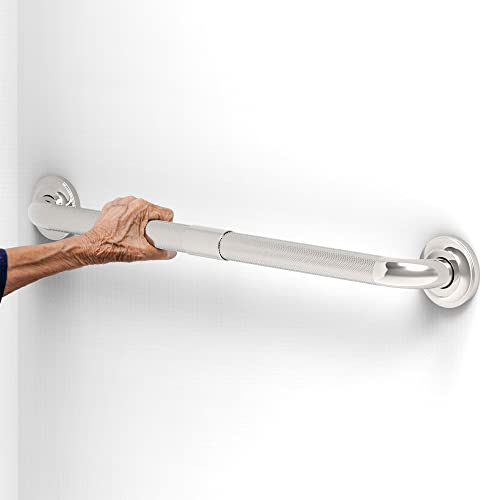 SAFETY+BEAUTY Decorative Stainless Steel Grab Bar with Knurled Anti-Skid Grip, ADA Compliant 500lbs Supporting, Chrome, 24in