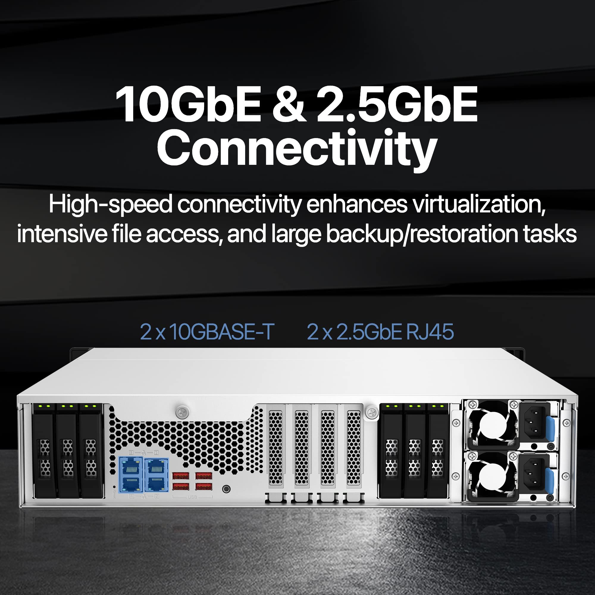 QNAP TS-h1887XU-RP-E2334-16G-US 18 Bay 2U Rackmount Hybrid NAS with Intel® Xeon® Processor, Dual 10GbE, ZFS Storage for Virtualization and Data-Intensive Enterprise Applications
