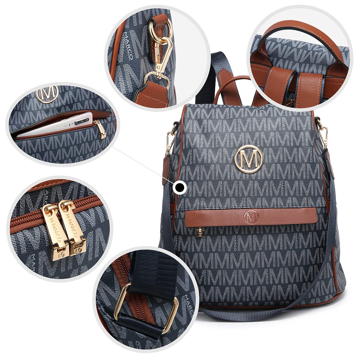 MKP Women Fashion Backpack Handbags with Matching Wallet