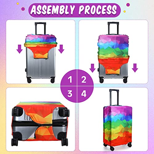 Sweetude 3 Pcs Travel Luggage Cover Washable Suitcase Protector Rhombus Geometry Suitcase Cover Luggage Protector Fits 18-28 Inch Luggage, 3 Sizes (Geometric Style)