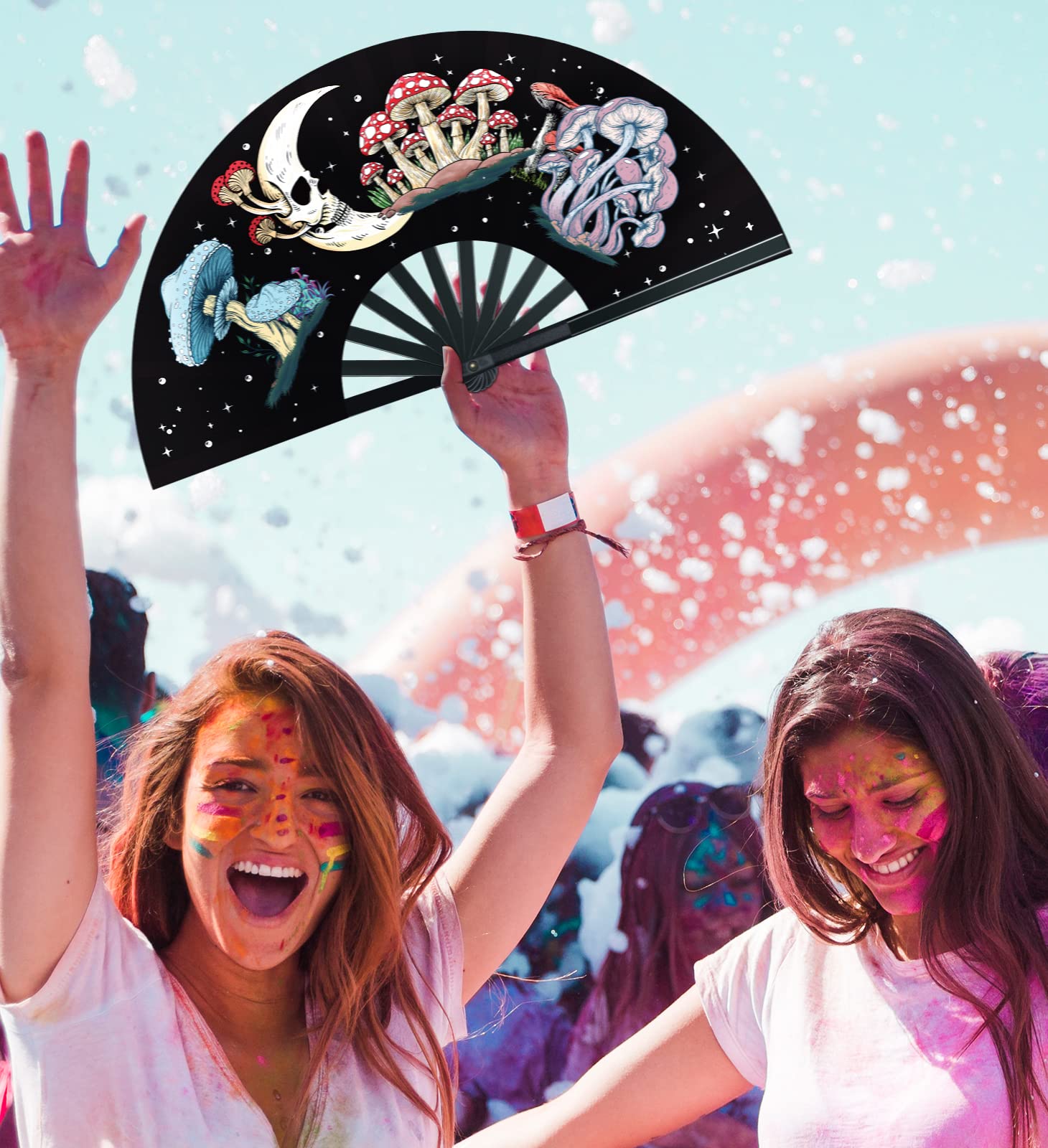Riccioofy Set of 6 Rainbow Folding Fans -Hand Fan Foldable-Pride Accessories-Hand Fans for Women Foldable
