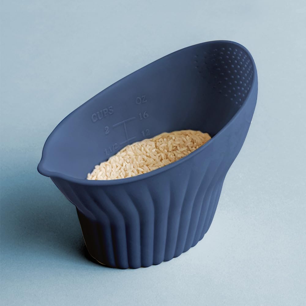 Talisman Designs 2-in-1 Measure Rinse & Strain | Holds up to 2 Cups | Food Strainer | Fruit Washing Basket | Strainer & Colander for Kitchen Sink | Dishwasher Safe - Cream
