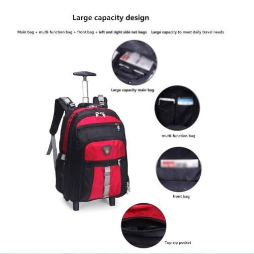IRSHI LMMDDP Trolley Backpack,Fanspack Rolling Backpack Wheeled School Bag Student Bookbag Trolley Backpack for Boys (Color : Blue)