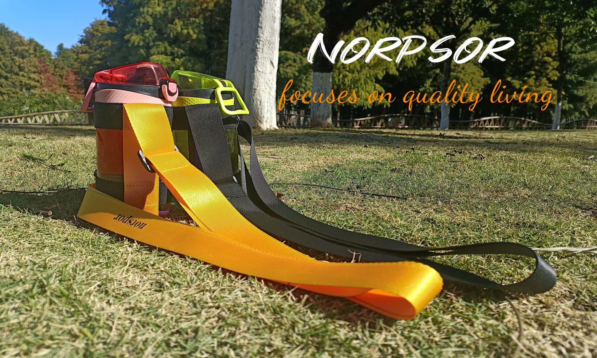 norspor Water Bottle Holder with Strap,Water Bottle Sling,Water Bottle Carrier Strap with Adjustable Shoulder Belt 12 oz to 64 oz for Camping,Hiking,Walking-1 Pack(Black)-Bottle Excluded