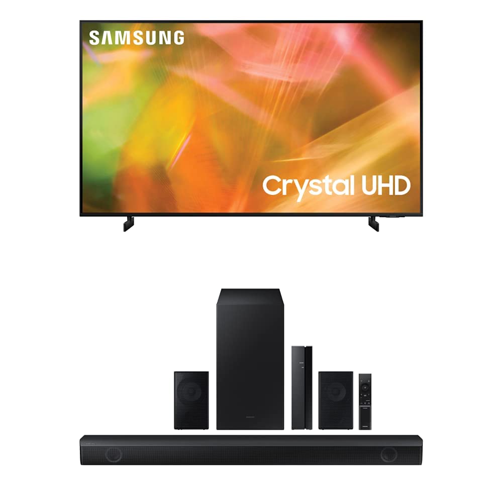 SAMSUNG 75-Inch Class Crystal UHD AU8000 Series - 4K UHD HDR/w B57C soundbar with Dolby Audio/DTS Virtual