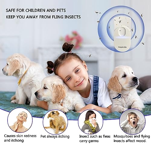 Qremove Flying Insect Trap Plug-in Fly Trap Indoor Gnat Moth Catcher Fly Tapper with Night Light Sticky Trap Boards UV Attractant Catcher for Home Office(3Packs)
