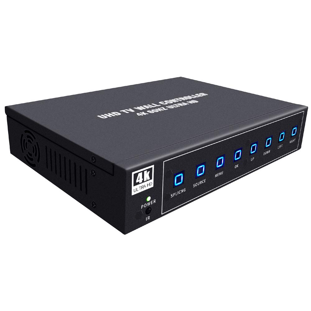 ISEEVY 4K60 UHD Video Wall Controller 2x2 1x2 2x1 1x3 3x1 1x4 4x1 TV Wall Controller for 4 TV Splicing Display Support 3840x2160@60Hz Inputs and Rotate 90 Degree for Portrait Mode Screens