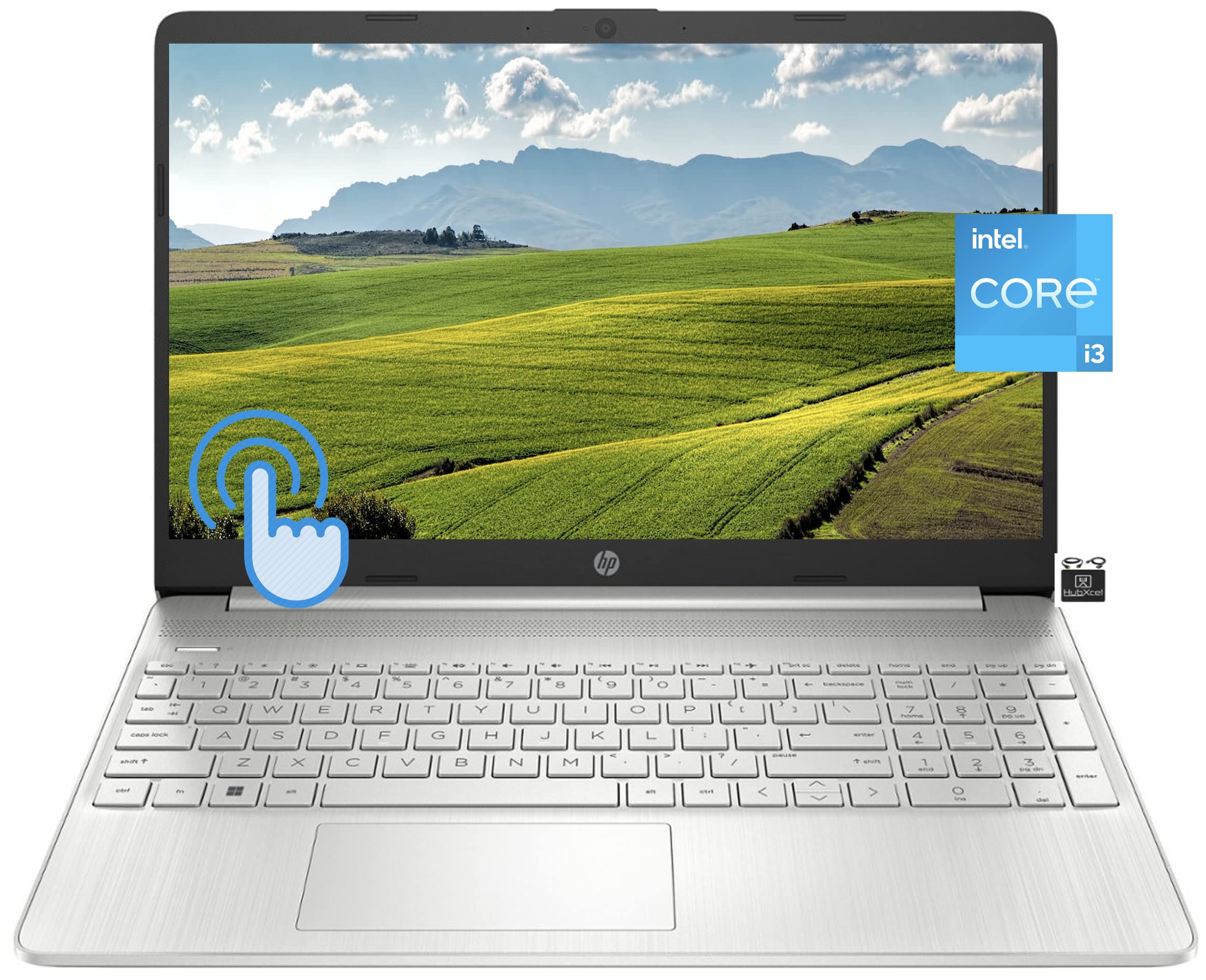 HP Pavilion 15.6'' HD Touchscreen Laptop, Dual Core Intel i3-1115G4 (Up to 4.1GHz), UHD Graphics, 8GB RAM, 256GB SSD, Webcam, WiFi, Fast Charge, Long Hour Battery, HubxcelAccessory, Natural Silver