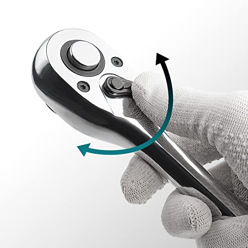 PHIRAH 1/4-Inch Drive Ratchet Handle, Ratchet Wrench, 72-Tooth Quick-Release Reversible Socket Wrench,CR-V Handle