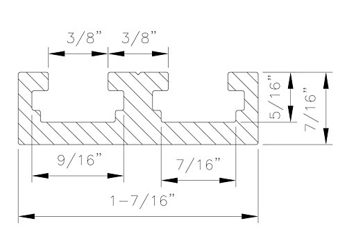 POWERTEC 71133 Double T-Track | 36 Inch Aluminum Extrusion Tracks, Anodized Blue
