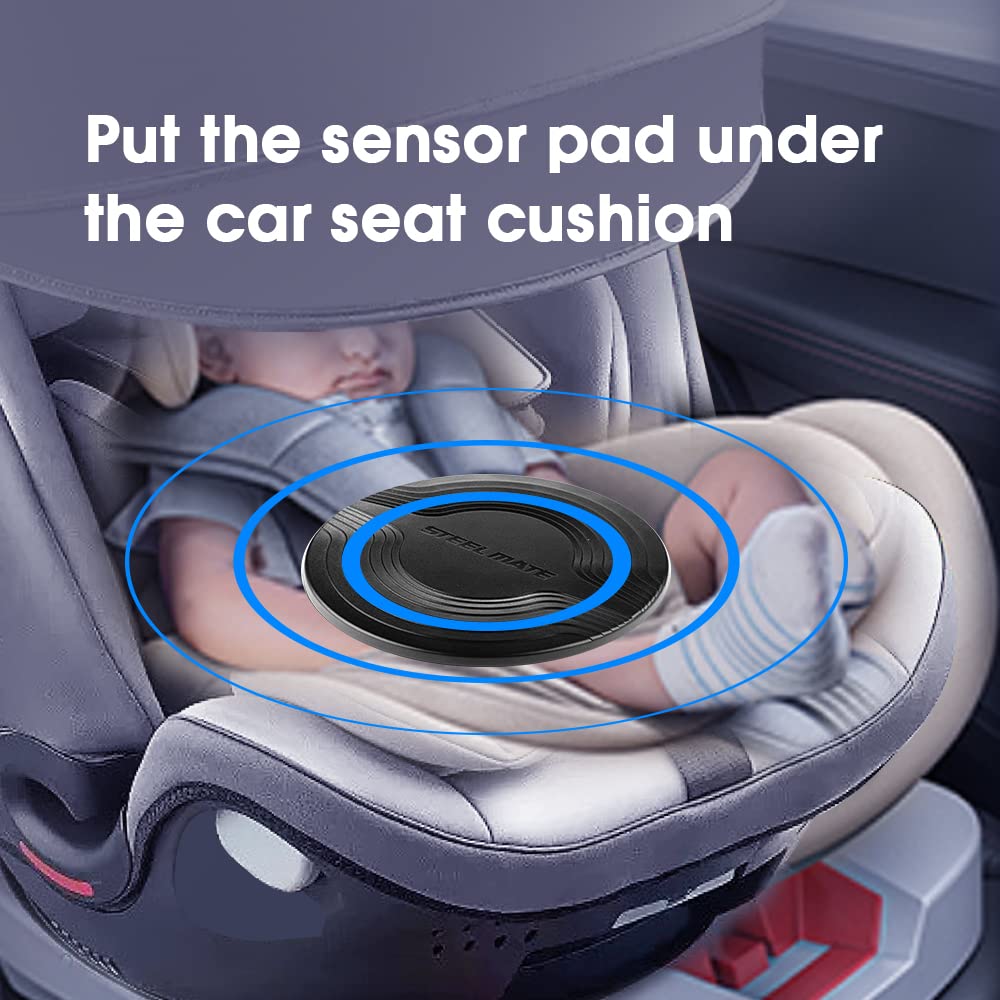 STEELMATE 1U Automotive Baby Car Seat Alarm System Reminder w/Extra Sensor Pad for Parents of 2 Babies