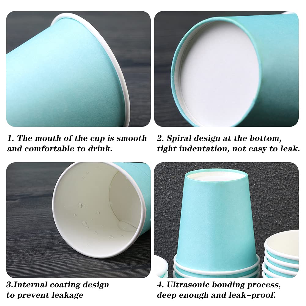 Hssugi 3 oz Paper Cups, 200 Pack Blue Disposable Cups, Small Disposable Paper Cups Use as Mouthwash Cups, Shot Cups, Snack Paper Cups, Disposable Bathroom Cups
