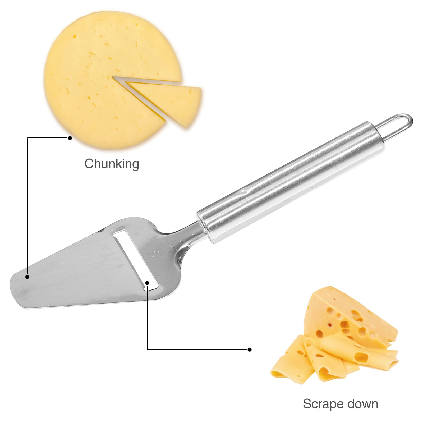 NUTLET 2 Pieces Cheese Slicer Stainless Steel, Silver Non-Stick Multi-Functional Plane for All Types of Cheese Cutter, Hard Cheeses Kitchen Cooking Tool