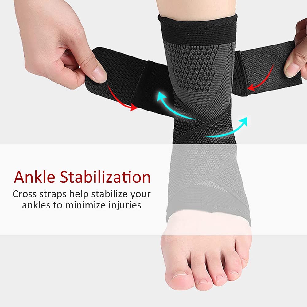 MengK 1pc Ankle Support Brace Breathable Adjustable Ankle Sleeve Wrap for Sprains Injury Recovery
