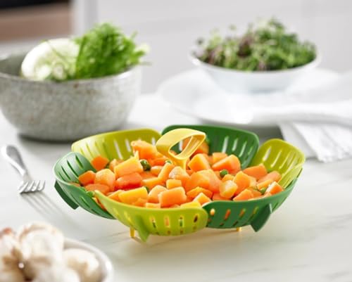 Joseph Joseph Bloom Folding Steamer Basket for Vegetables, Green