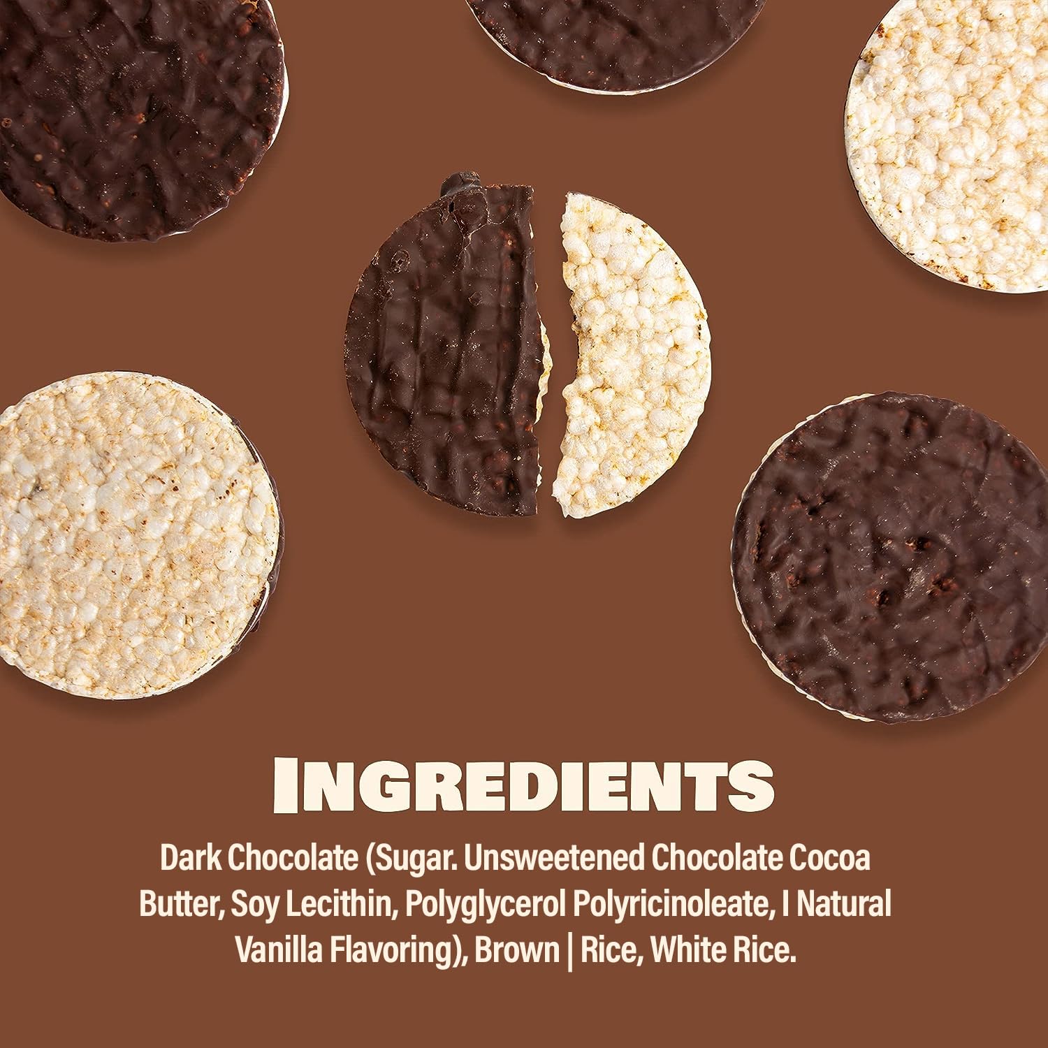 LIEBERS Dark Chocolate Rice Cakes, Kosher Certified Dairy Free, Gluten Free Snack (Dark Chocolate) Pack Of 3
