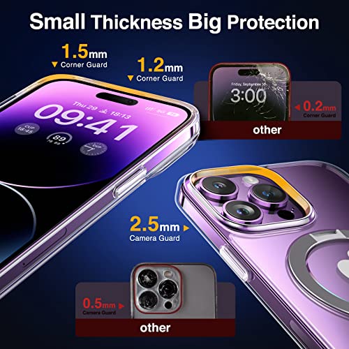 VANMASS Latest Upgraded for iPhone 14 Pro Max Phone Case MagSafe with Stand - Anti-Yellowing - Ultra Clear, Non-Slip, Drop Protection & Shockproof Phone Case for iPhone 14 Pro Max (ONLY) - Clear