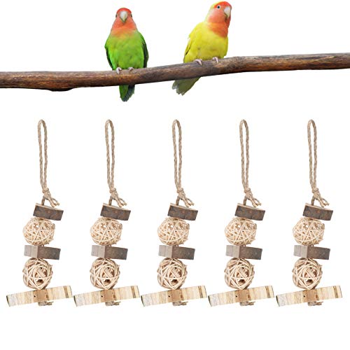 SYH&AQYE 5Pcs Bird Chewing Toys Bird Beak Grinding Stone for Parrots/Hamsters and Other Rodents Cage Hanging Bird Biting String Pet Accessory