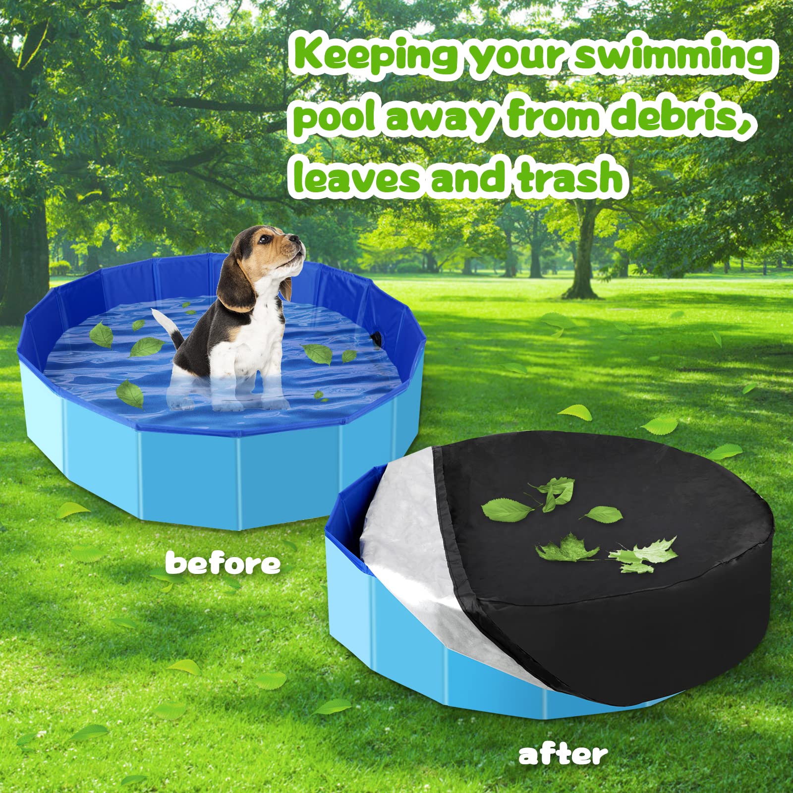 Rypet Dog Foldable Round Pool Pet Collapsible Swimming, Kiddie pool cover Portable Pool Accessories for Dog Bathing Tub