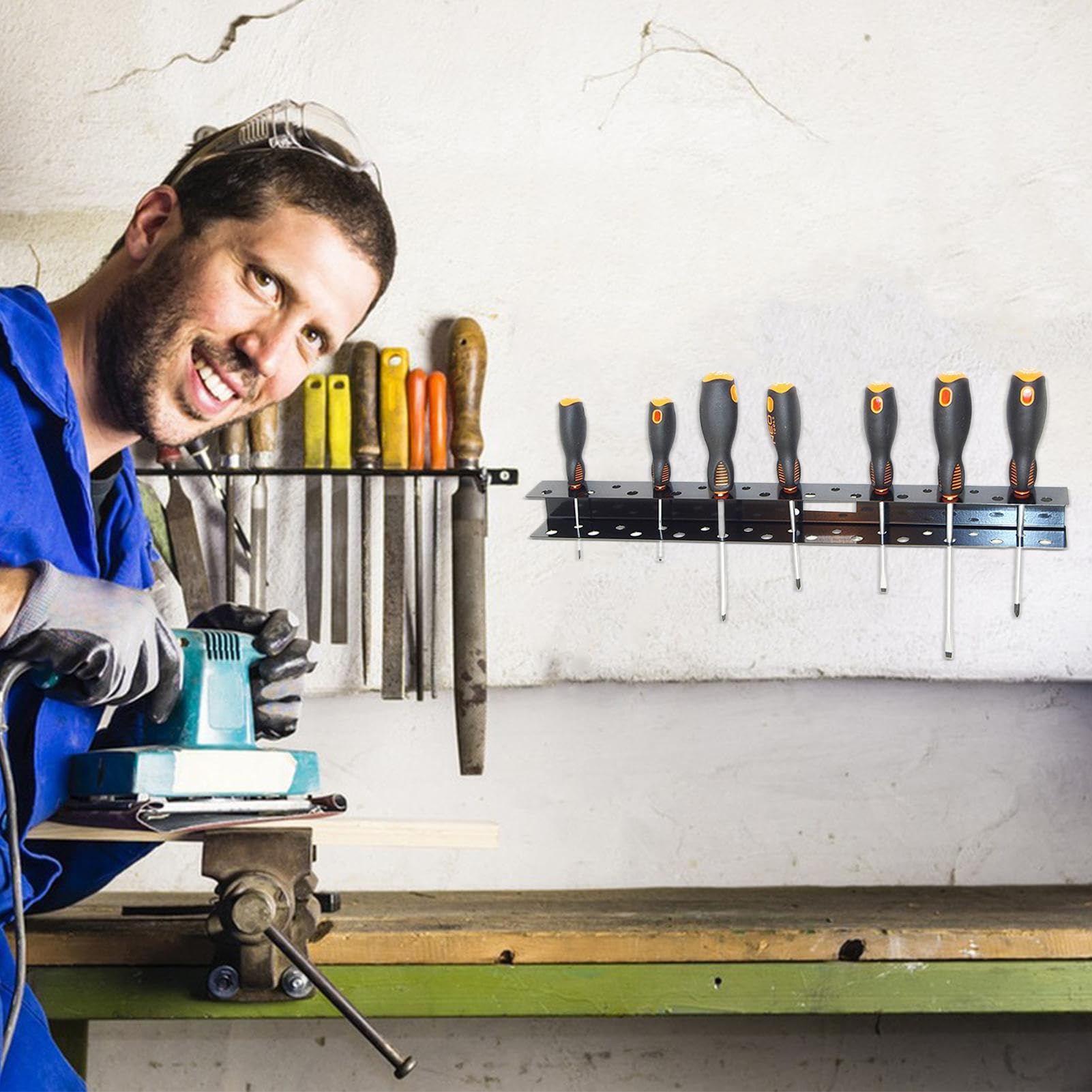 Wall-Mount Screw Organizer | Storage Rack For Screwdrivers And Tools | Workshop, Shed, And Garage Tool Holder