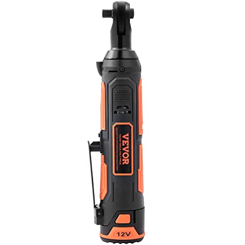 VEVOR Cordless Electric Ratchet Wrench Set 3/8", 12V 33 Ft-lbs Power Ratchet Tool Kit, 45-Min Fast Charge, 2-Pack 2.0Ah Battery, Built-in LED Light, 10 Sockets, Variable Speed Trigger