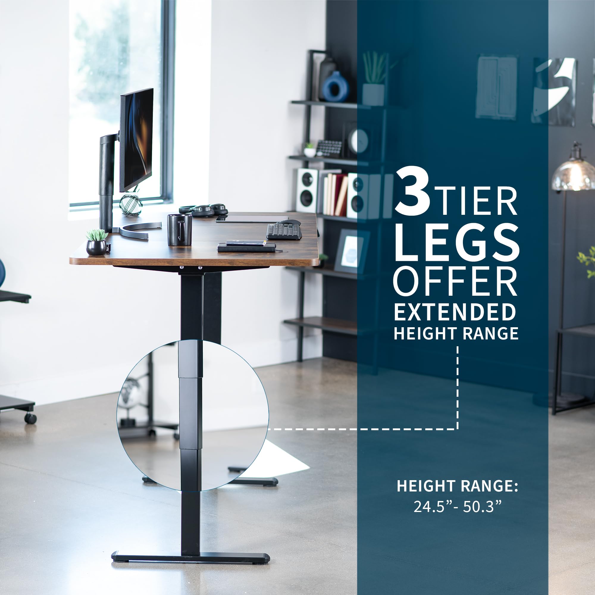 VIVO Electric 71 x 36 inch Rustic Sit Stand Desk, Dual Motor Memory Controller Height Adjustment, 2B Series, Vintage Brown Top Black Frame, DESK-KIT-2B7N-36