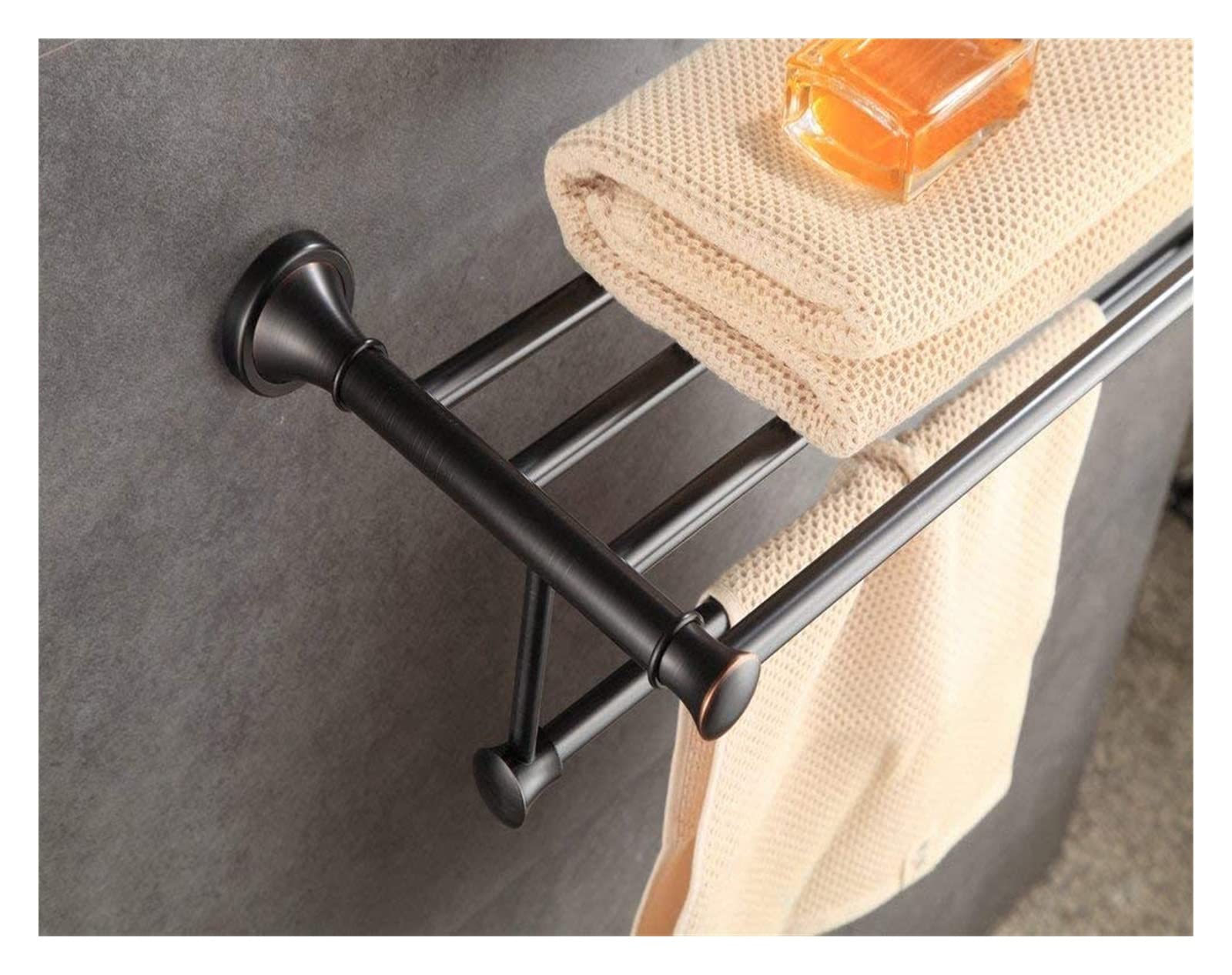 Towel Rails Solid Brass Towel Rack with Bar for Bathroom Shelf Wall Mounted, Oil Rubbed Bronze, 61.5 cm/Toilet Brush Set (Color : Toilet Brush Set) (Towel Shelf b)