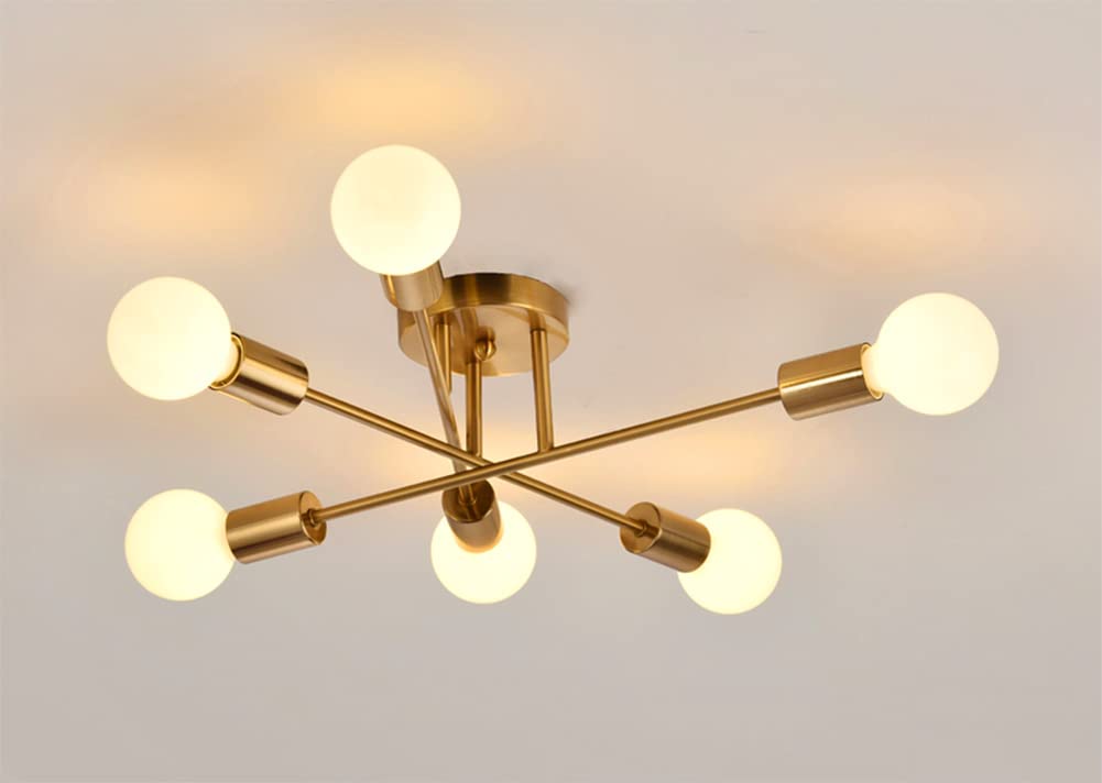Hsyile Lighting KU300195 Modern-Industrial Style Indoor Chandelier,Flush Mount Ceiling Light Modern Pendant Light,Perfect for Kitchen Bathroom Dining Room Bedroom Hallway etc,6 Lights