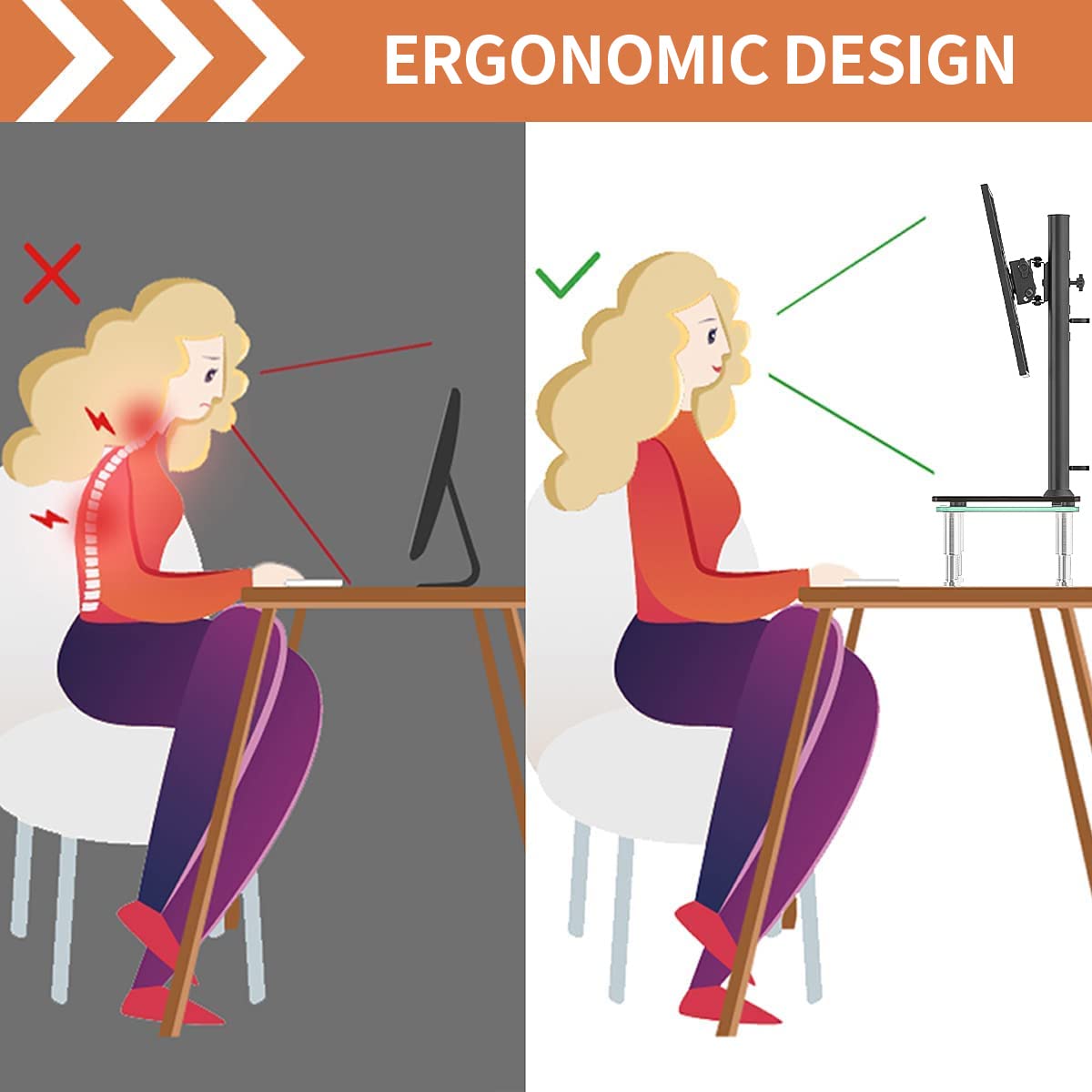 Single LCD Computer Monitor Free-Standing Desk Stand Riser for 13 inch to 32 inch Screen & Clear Tempered Glass Computer Monitor Riser with Height Adjustable Multi Media Desktop Stand