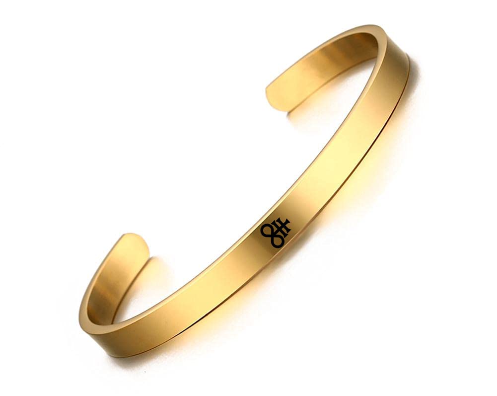 Minimalist 18K Gold Plated Sigil of Satan Baphomet Leviathan Cross Cuff Bracelet - Stainless Steel Satanic Protection Symbolic Bange for Women Men, Spiritual Satanas Amulet Talisman Jewelry from Evil
