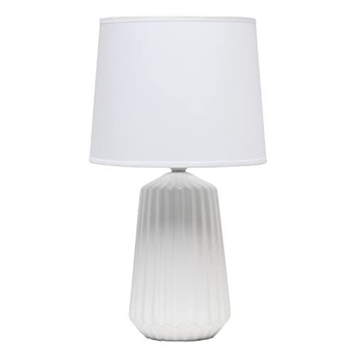 Simple Designs âLT1119-OFF Pleated English Ceramic Base Bedside Table Lamp, Off White