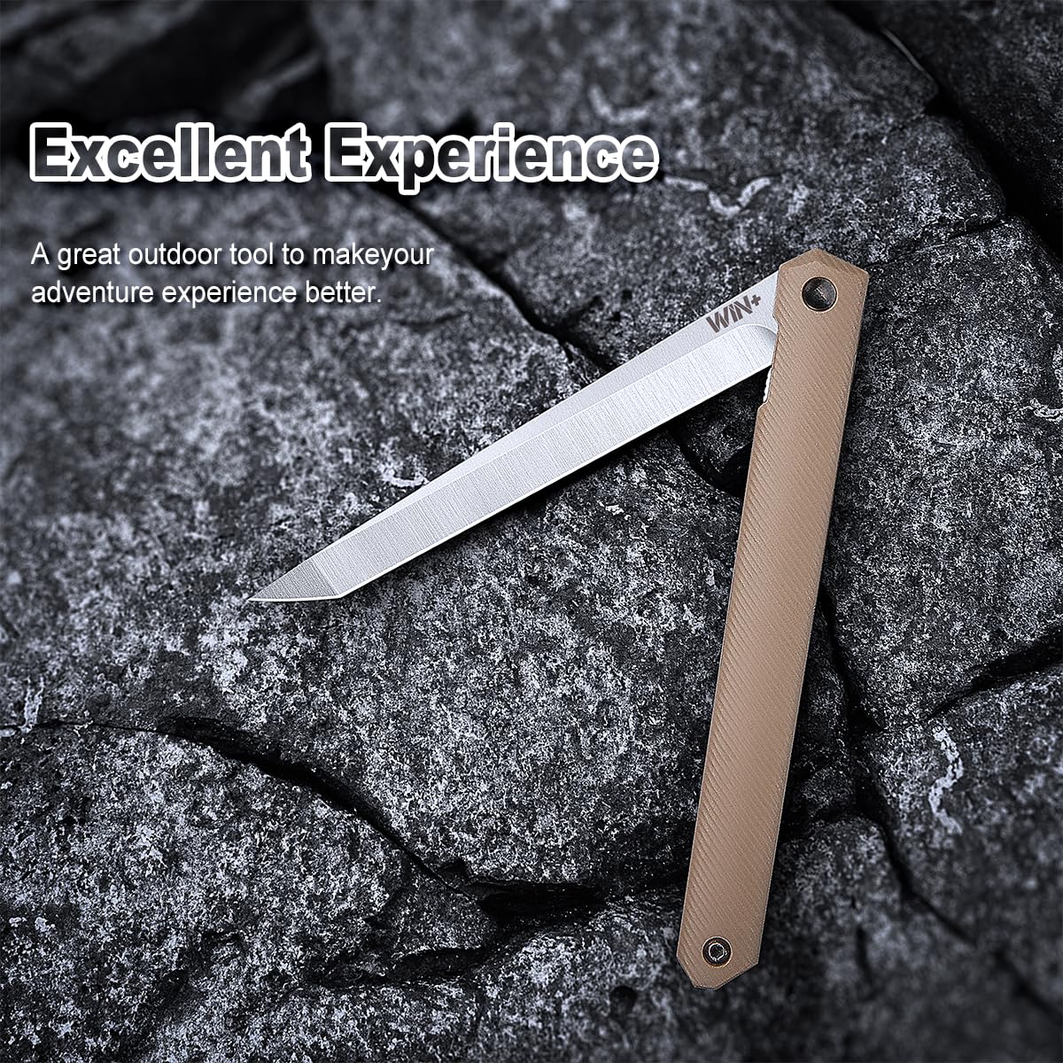WIN+ Pocket Knife, Folding Knife with Clip, EDC Knife for Men and Women, Tactical Knife for Survival Camping W4149 (Black)