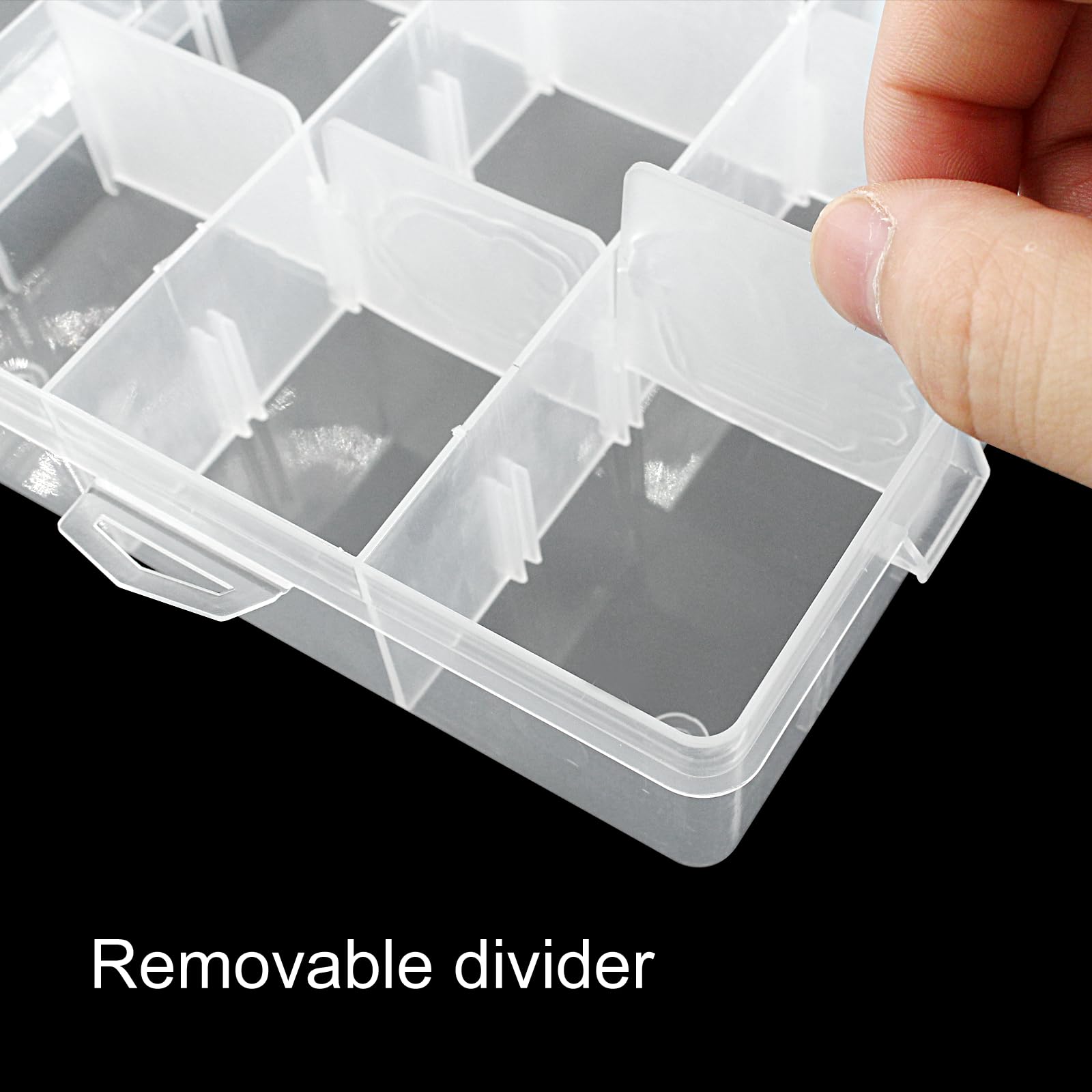 uvbws 1 Pack 12 Grids Plastic Organizer Box with Removable Dividers, Adjustable Storage Box Clear Storage Container Craft Box for Jewelry, Crafts,Buttons, Thread, Pins, Beads and more
